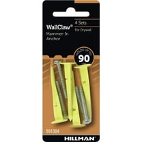 Hillman Nylon Wall Claw Hammer-in Drywall Anchors with Screws, Yellow ...