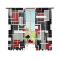 Abstract Lines Sheer Curtains for Living Room Bedroom, Black Gray Red ...