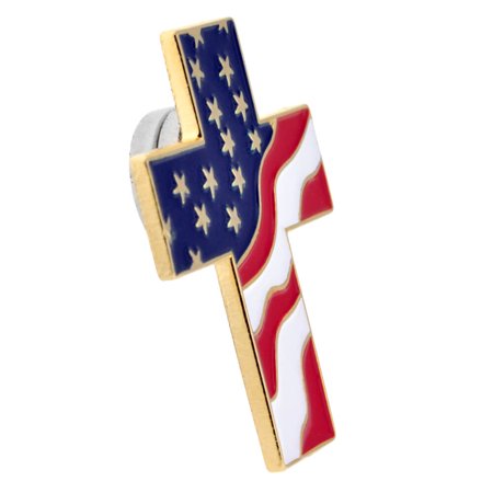 PinMart - PinMart's American Flag Cross Patriotic Enamel Lapel Pin with ...
