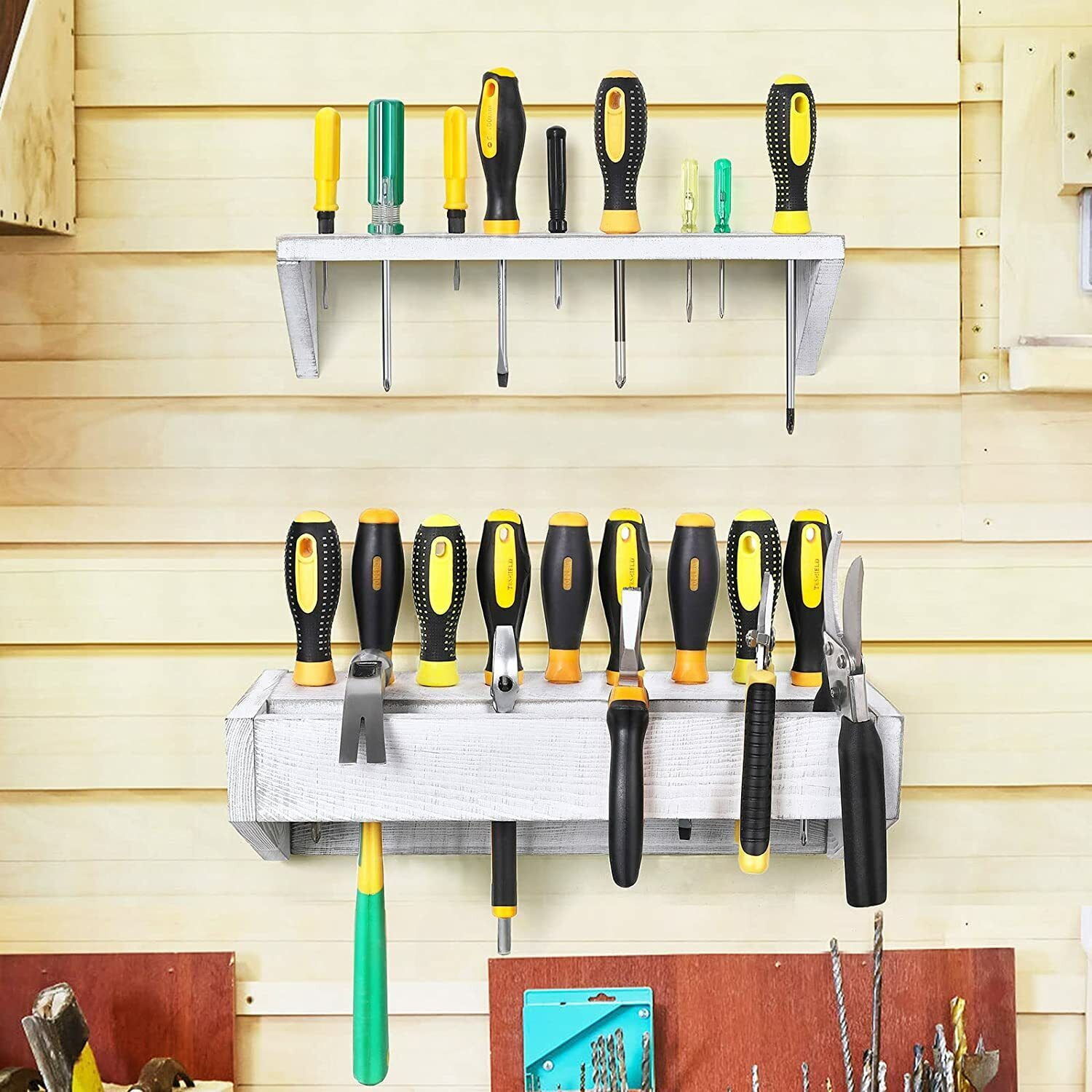 2pcs Floating Tool Shelf &Organizer Wall Mounted Screwdriver Wrench ...