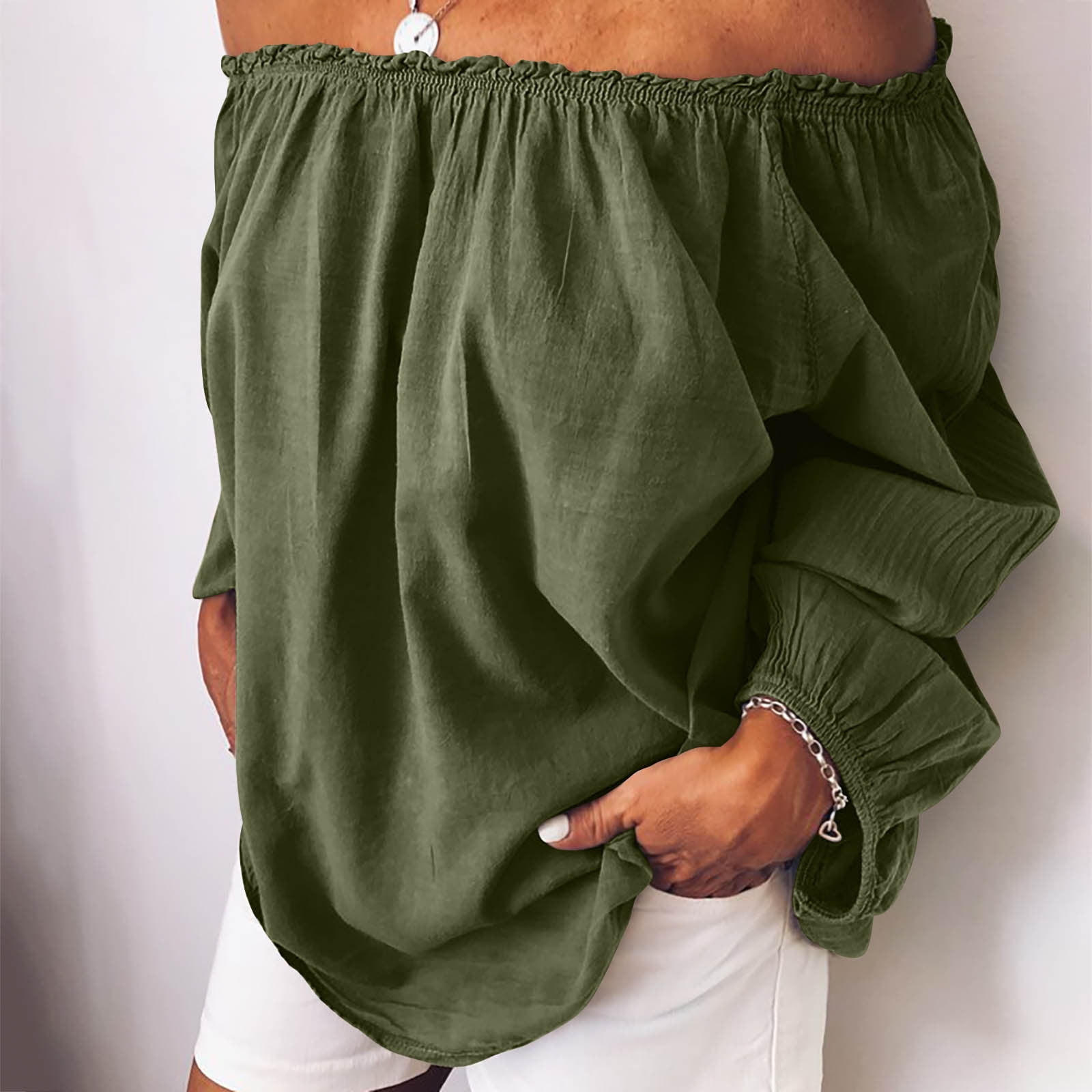 Click here for Jsaierl Off Shoulder Tops For Women Cotton Linen L... prices