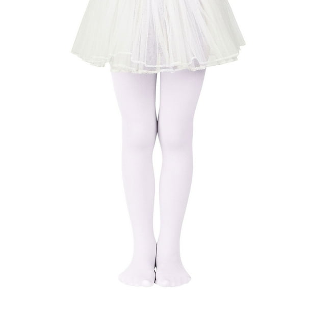 Zando White Ballet Tights for Girls Tights Footed Dance Tights Ultra ...