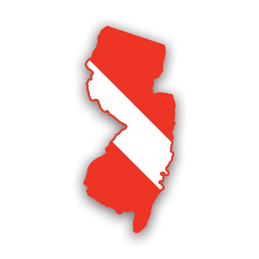 New Jersey State Shaped Diver Down Flag Sticker Decal - Self Adhesive Vinyl - Weatherproof ...