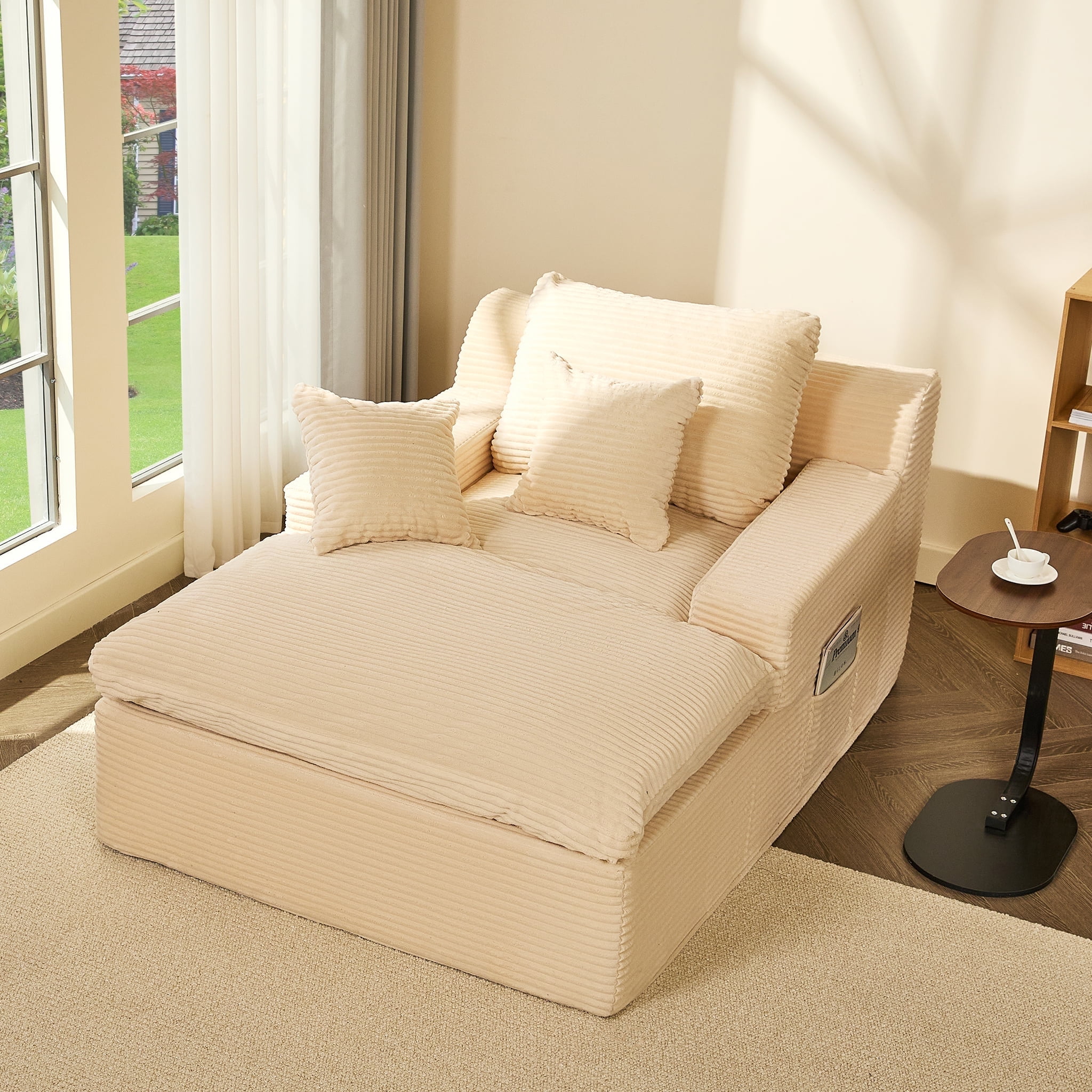 BIGSYY Chaise Lounge Chair, Floor Sofa Bed, No - Assembly Modern Design ...