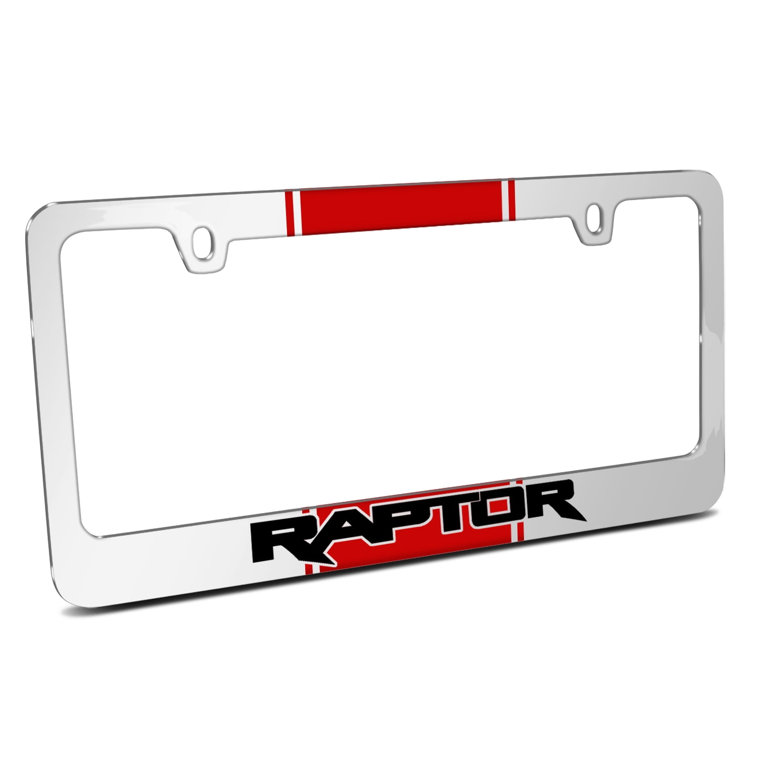 Ford F-150 Raptor Red Racing Stripe Mirror Chrome Metal License Plate ...