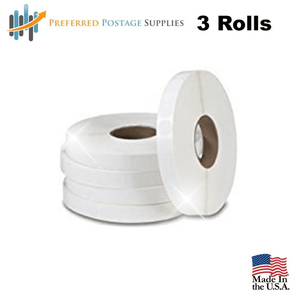 10,000 Tabs Per Roll White 1.5" Wafer Tab Seals (No Perf) USPS Approved ...