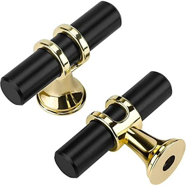 Homdiy 25 Pack Black Cabinet Knobs, Black+Gold Cabinet Knobs, Barrel Cabinet Knobs Black Drawer ...