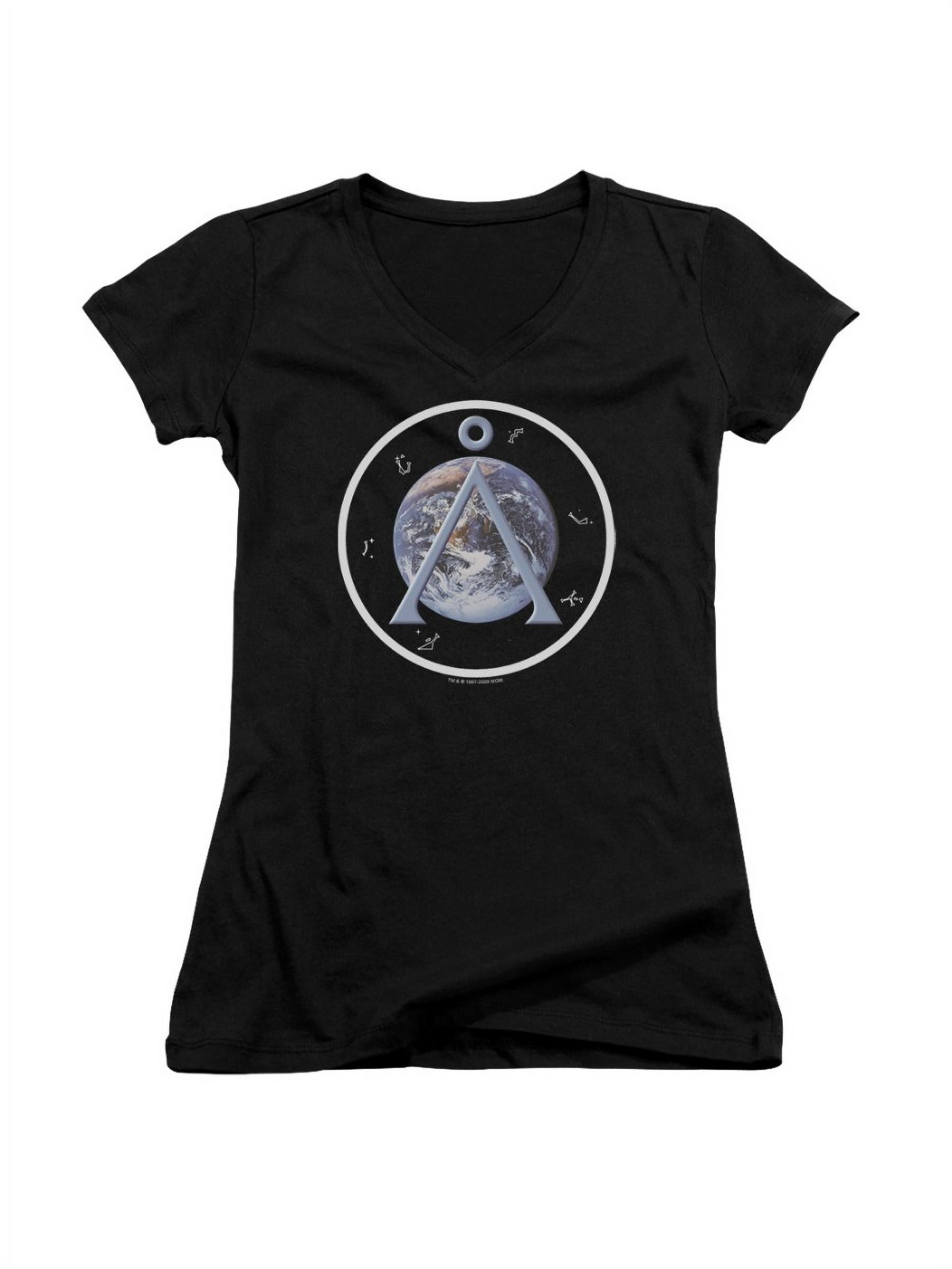 Stargate SG-1 Sci-Fi Television Series Earth Emblem Juniors V-Neck T ...