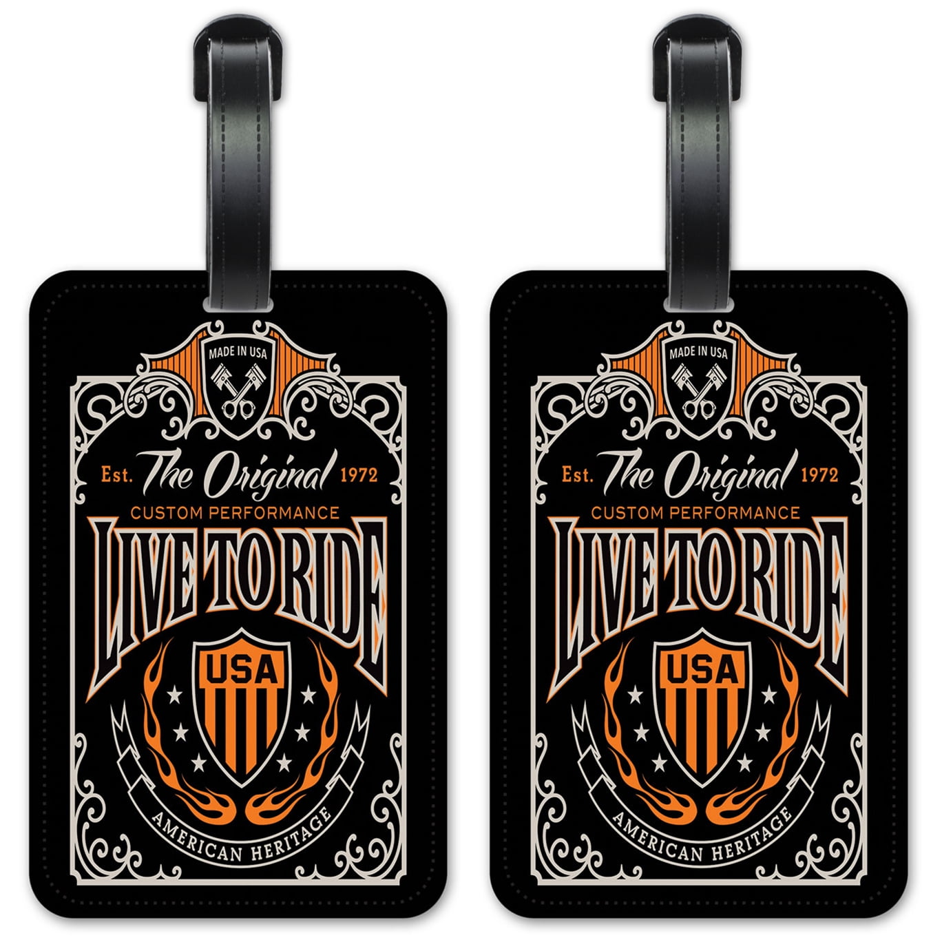 Live To Ride - Luggage ID Tags / Suitcase Identification Cards - Set of ...