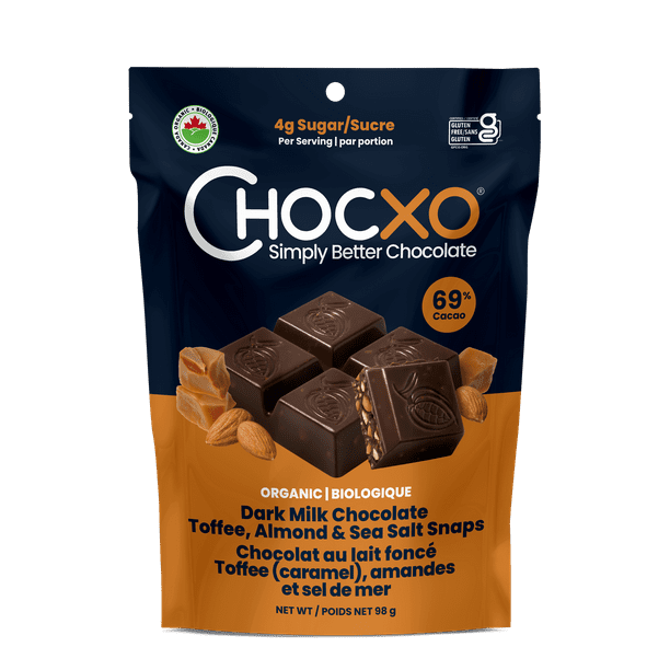 Chocxo Dark Milk Chocolate Toffee Almond & Sea Salt Snaps, Chocxo Toffee Almond Sea Salt ...