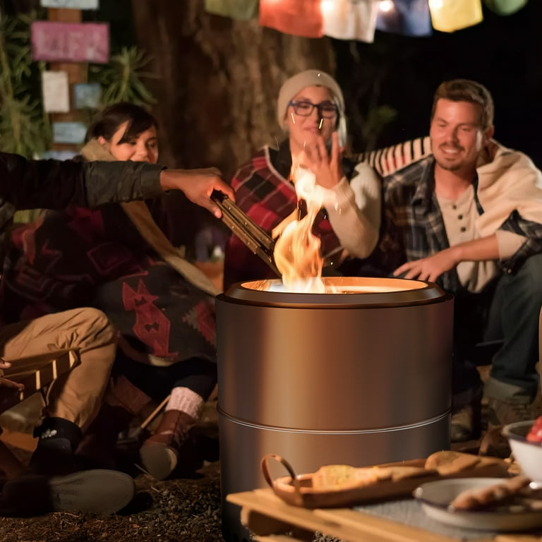 DEVOKO Stainless Steel Smokeless Fire Pit, Outdoor Chiminea, 44% OFF