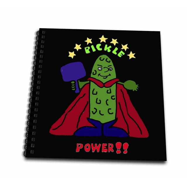 3dRose Funny Pickleball Super Hero Cartoon Pickle - Drawing Book, 8 by ...