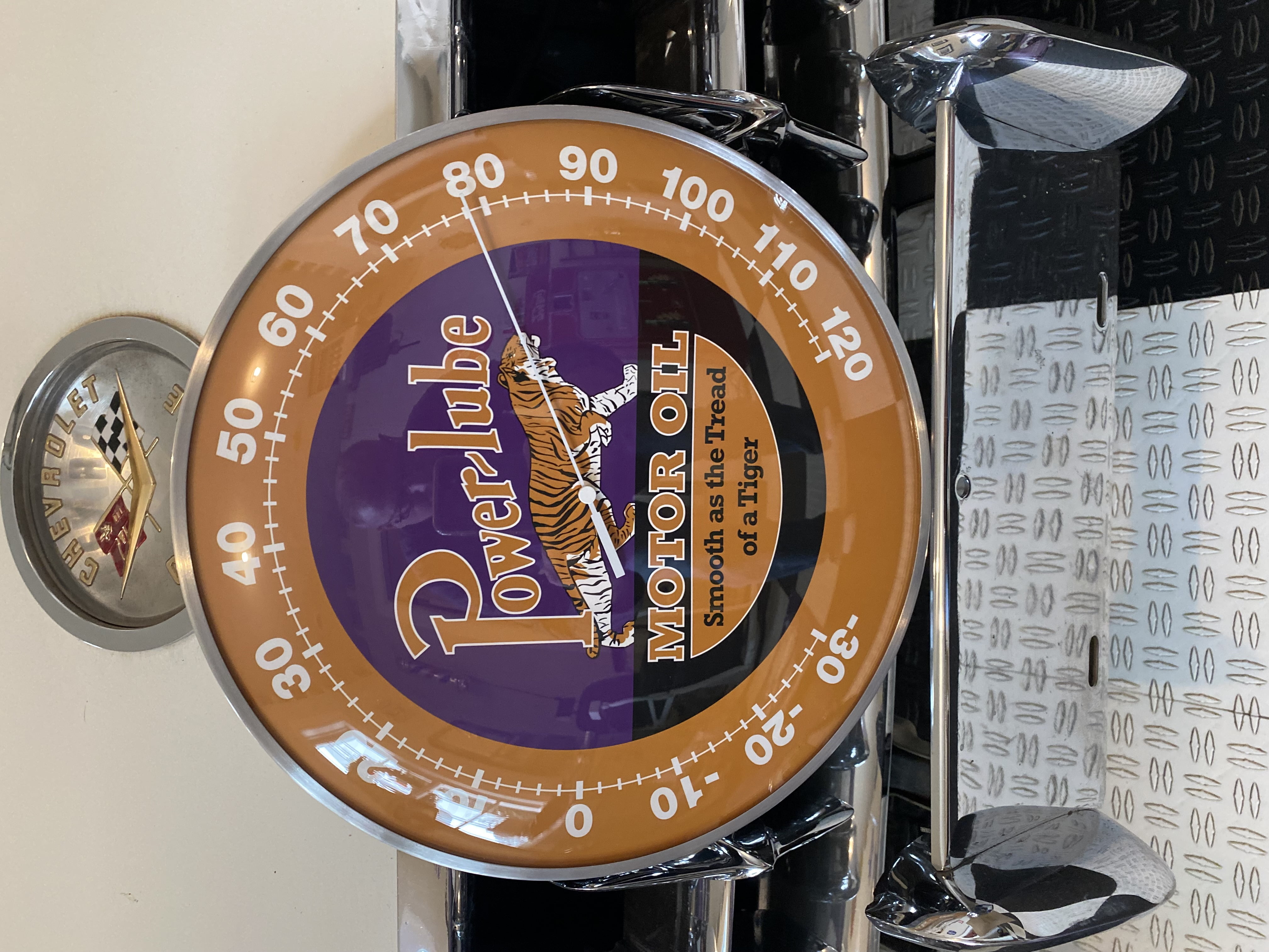 POWER LUBE Gas and OIL Vintage style Round Thermometer 12" INCH NEW ...