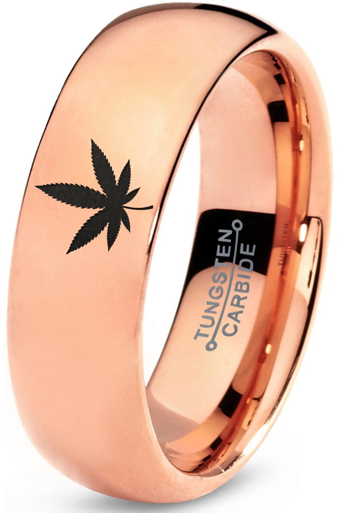Tungsten Marijuana Weed Cannabis Leaf Band Ring 7mm Men Women Comfort ...