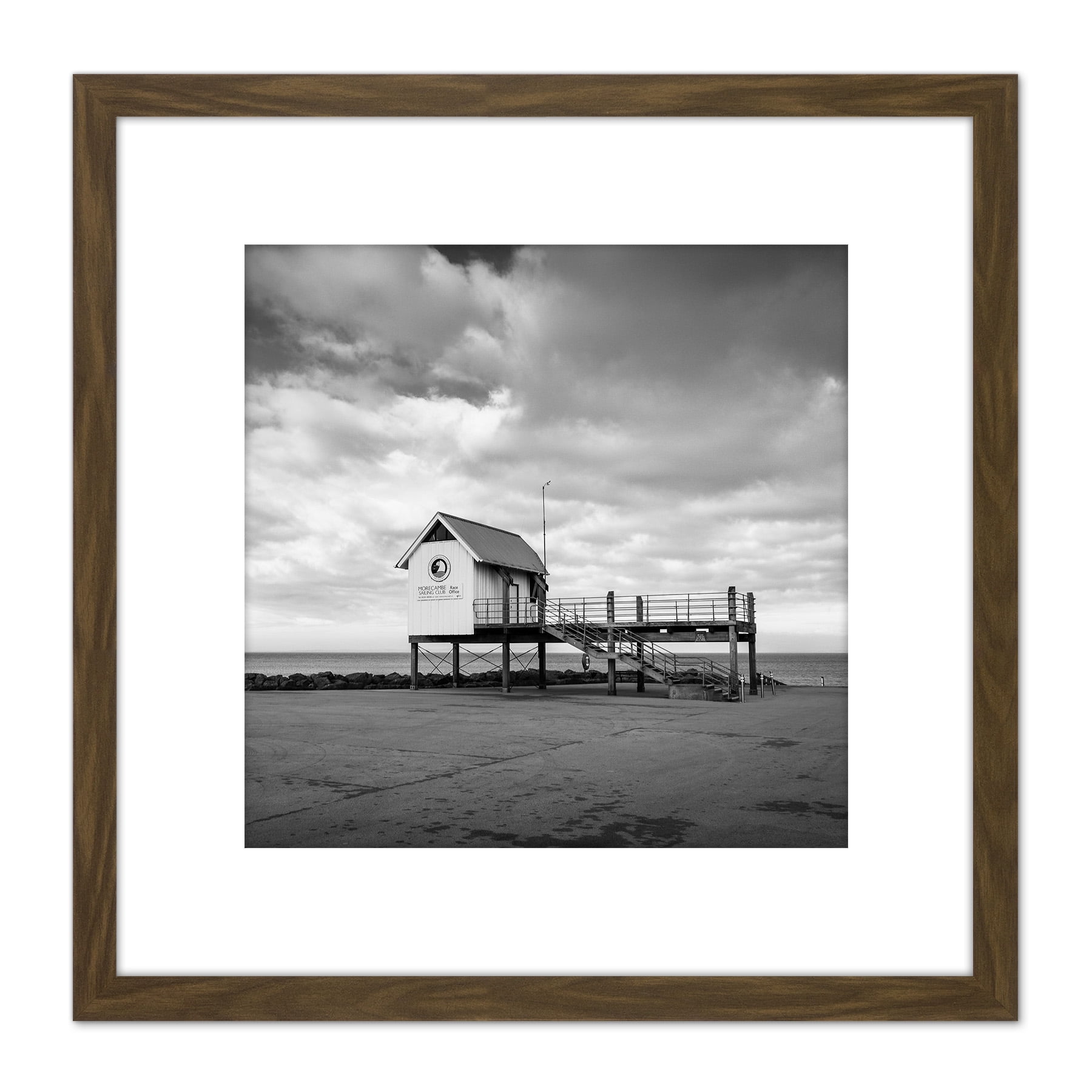 Morecambe Sailing Club Pier Kiosk Black White Photo 8X8 Inch Square ...