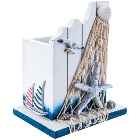 Nautical Pen Holder Wooden Pencil Cup Holder Pen Container Organizer ...