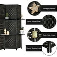 6Ft 6 Panel Room Divider with Shelves Freestanding -Woven Rattan ...