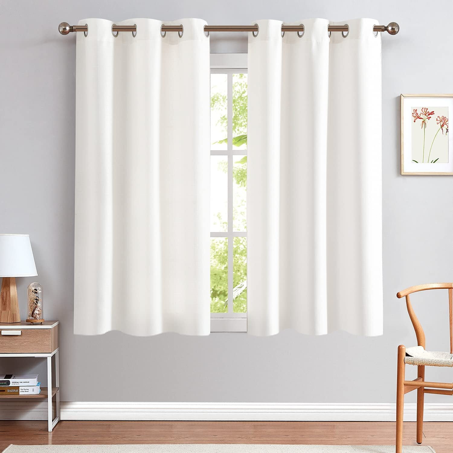 Vangao Living Room Bedroom Window Curtain Linen Textured Curtains Light ...