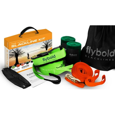 flybold Slackline Kit | Slack Line Longer | 57 ft Line with Training ...