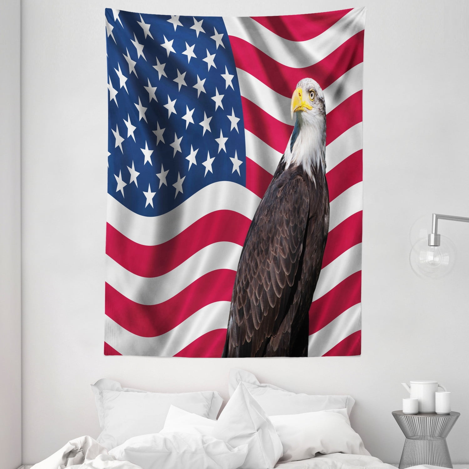 Eagle Tapestry, Patriotic Symbols of the Land with an American Flag ...