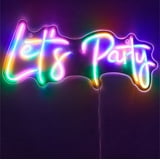 Urban Shop Lets Party LED Neon Color Changing Sign, 20.5" L x 8.9" H ...