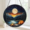 Camping Campfire Night Sky Stained Glass Style Suncatcher Window ...