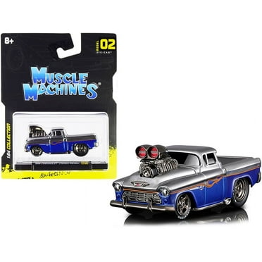 1972 Chevrolet C10 Pickup Truck Blue and White with Stripes 1/64 ...