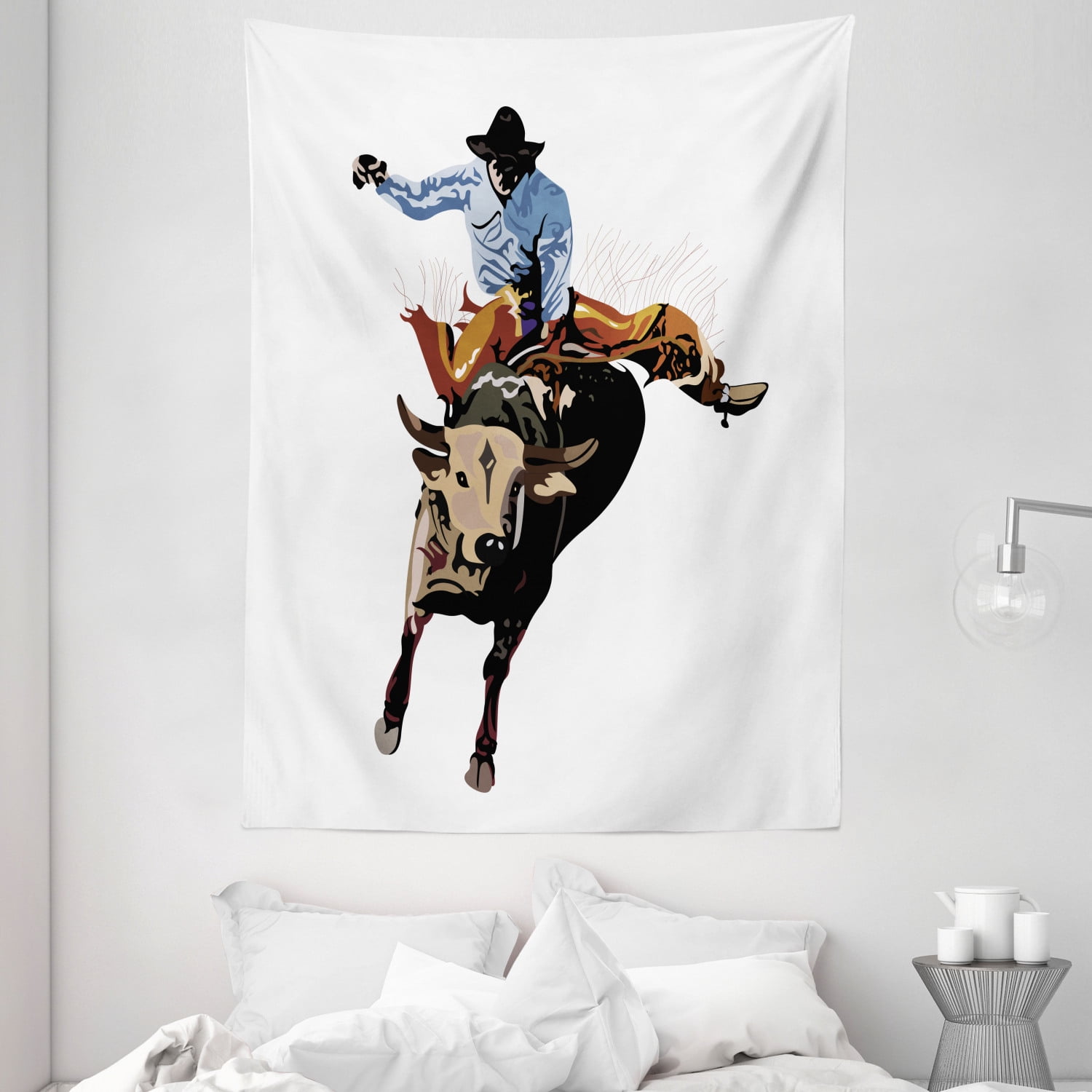 Rodeo Tapestry, Yea Haw Cowboy Bucking Bull Western Sports American ...