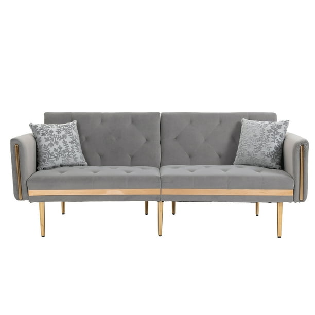 Convertible Futon Sofa Bed, 73 Inch Velvet Tufted Upholstered Accent ...