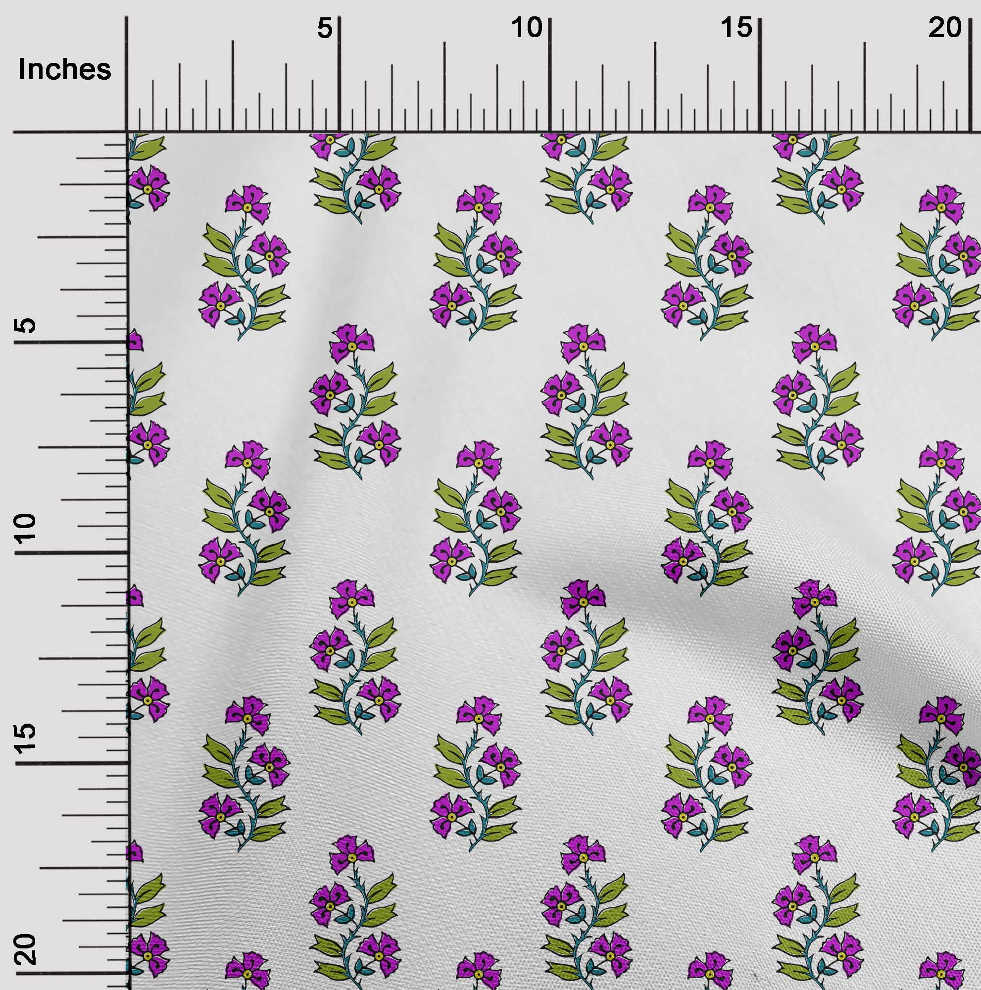 oneOone Silk Tabby Fabric Leaves & Floral Block Print Fabric By Yard 42 ...