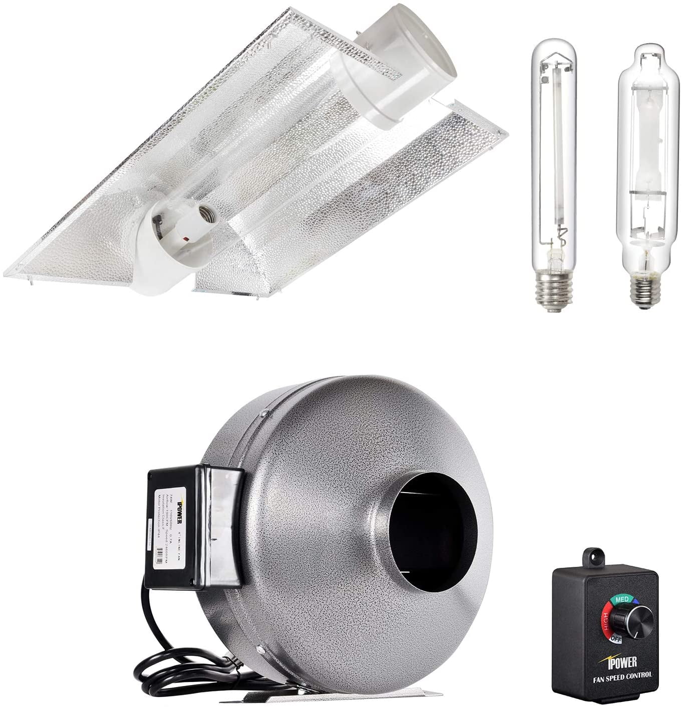iPower 8 inch Cool Tube Reflector XXL Wing with 600W HPS MH Grow Light ...