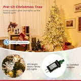 Gymax 7 FT Pre-Lit Snow-Flocked Xmas Tree 3-Minute-Setup Artificial Hinged Christmas Tree ...