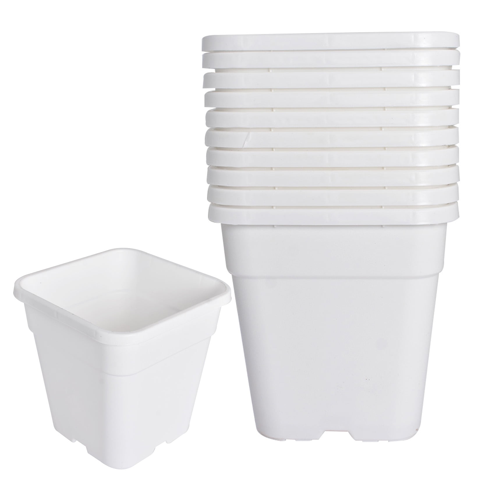 hostic 10-Pcs White 1 Gallon Square Seedling Pots Plastic Plant Pots ...