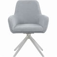 5-Pc Contemporary Dining Set: Round White Gloss Table, Swivel Armchairs ...