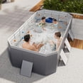 SHIBAILI Gray Non - Inflatable Family & Kids Swimming Pool with Metal ...