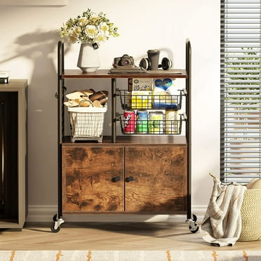 Royal Gourmet PC3401B Double Shelf Movable Dining Cart Work Table ...