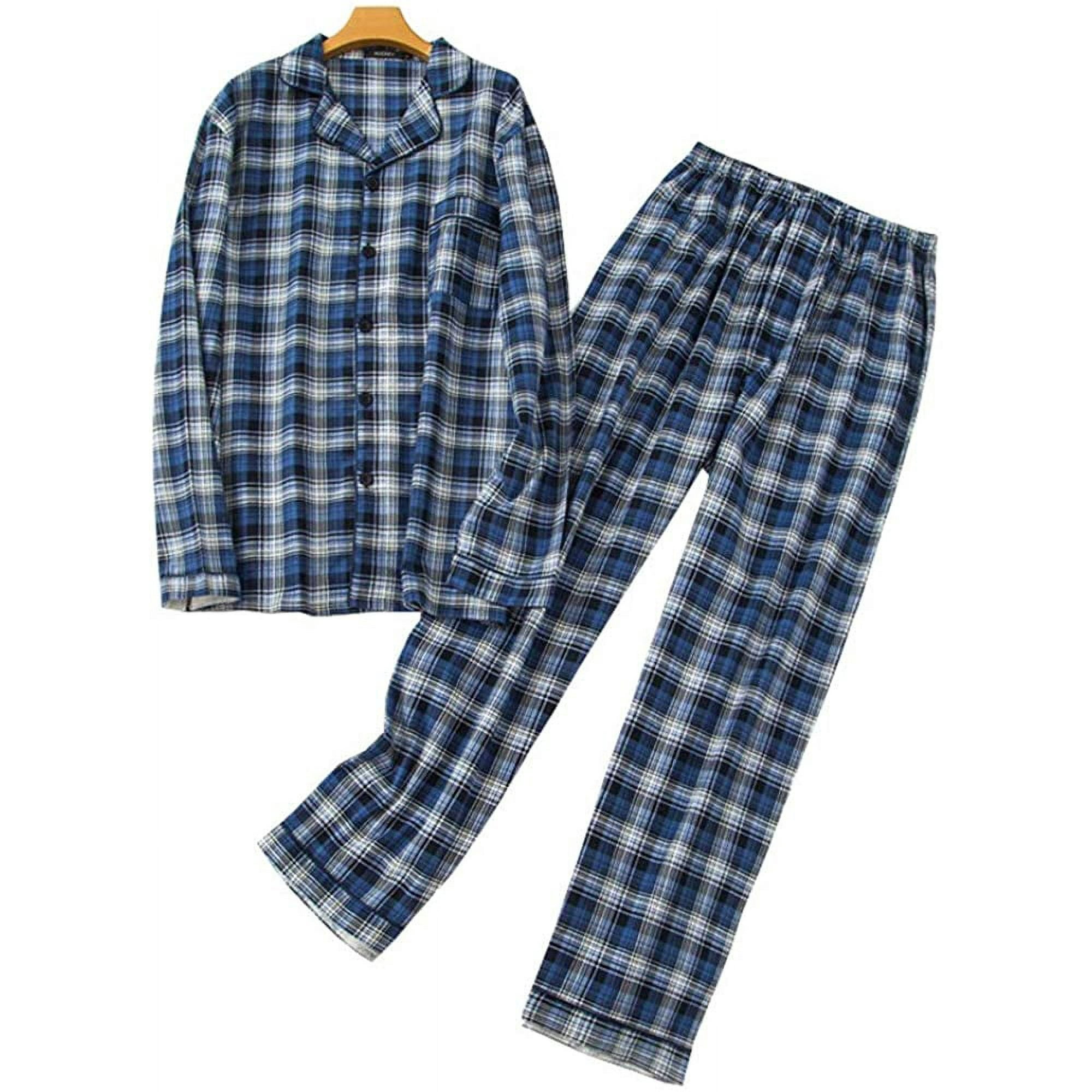 Click here for Leining Men Cotton Pajamas Set Soft Flannel Plaid... prices