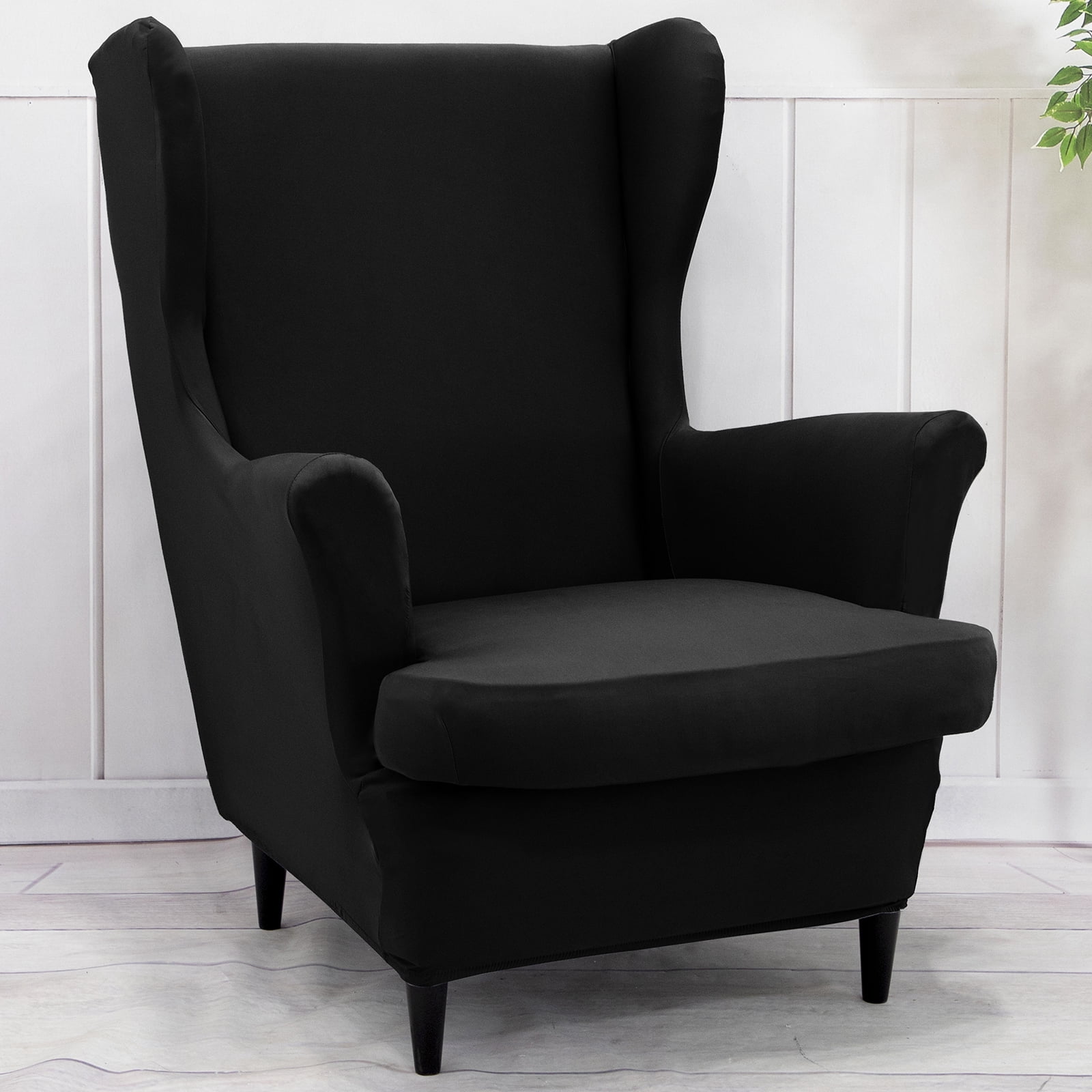 KBOOK Wingback Chair Slipcover 2-Piece Stretch Spandex Wing Chair ...