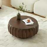 Kevinplus 31.5" Round Solid Wood Coffee Table with Sculptural Design ...