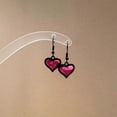 A-Rose Red Heart Pendant Earrings With Black Outline And Glossy Pink ...