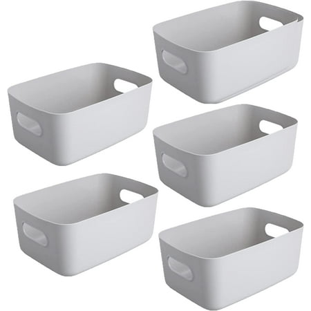 Bail 5 Packs Plastic Storage Baskets with Handle – Rectangular ...