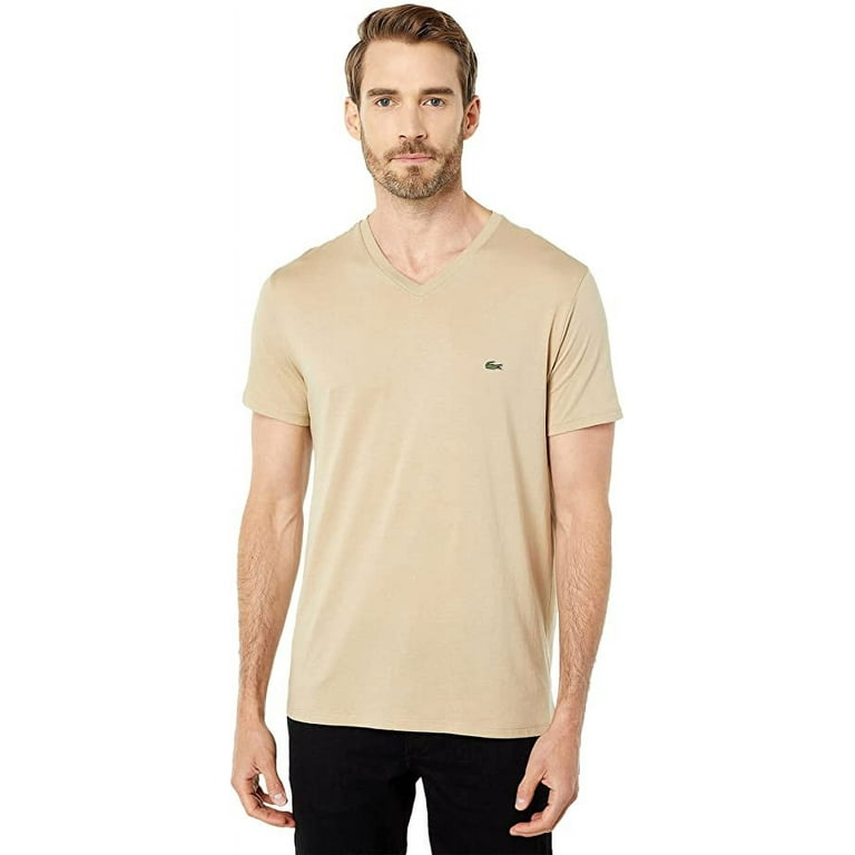 Lacoste White Short Sleeve Pima Cotton V-Neck Jersey T-Shirt - 8