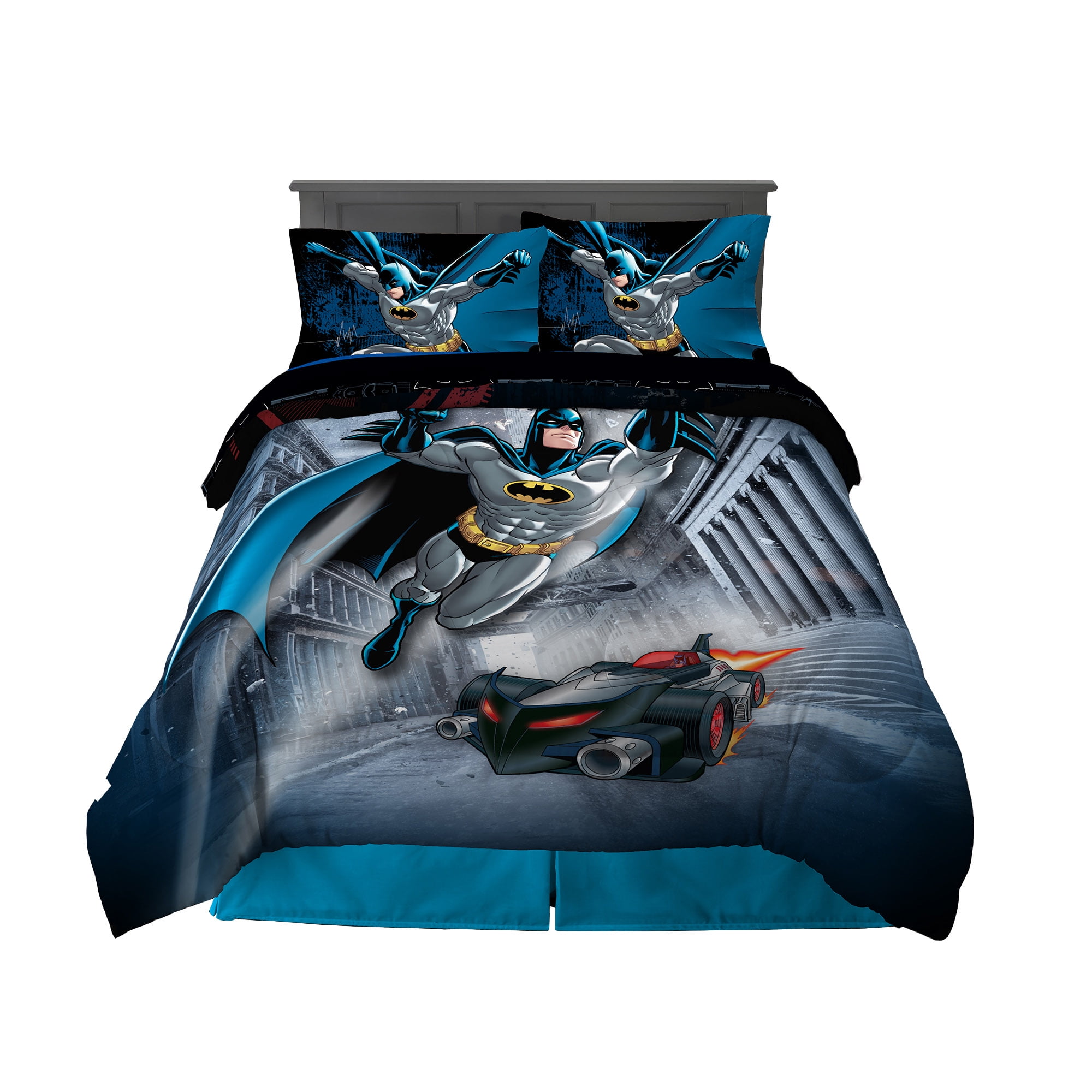 Batman Kids Full Bed in a Bag, Comforter and Sheets, Gray, Warner Bros ...