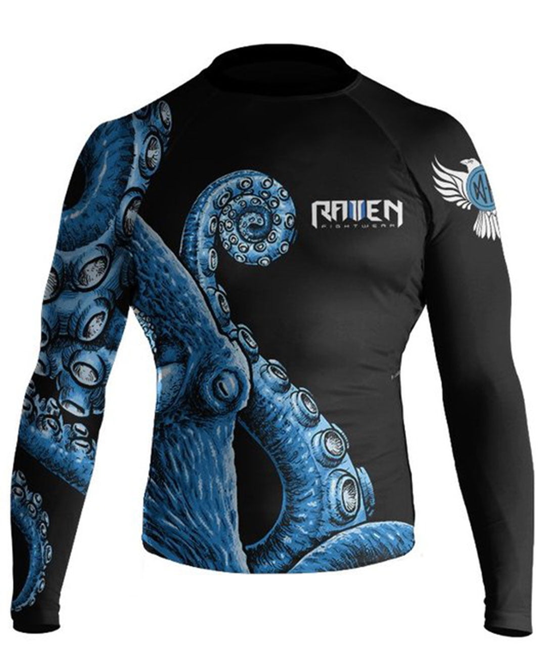 Raven Fightwear Men's Kraken Octopus IBJJF Approved Rash Guard Blue ...