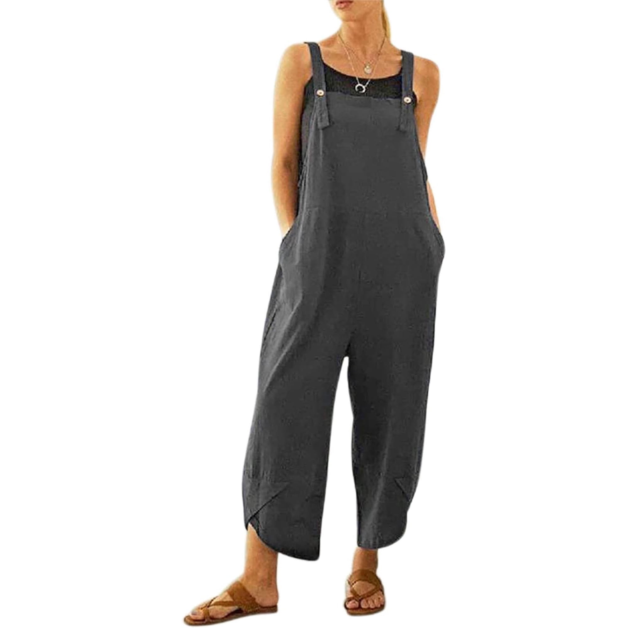 Click here for Rwrealm Linen Dungarees Women Overalls Sleeveless... prices