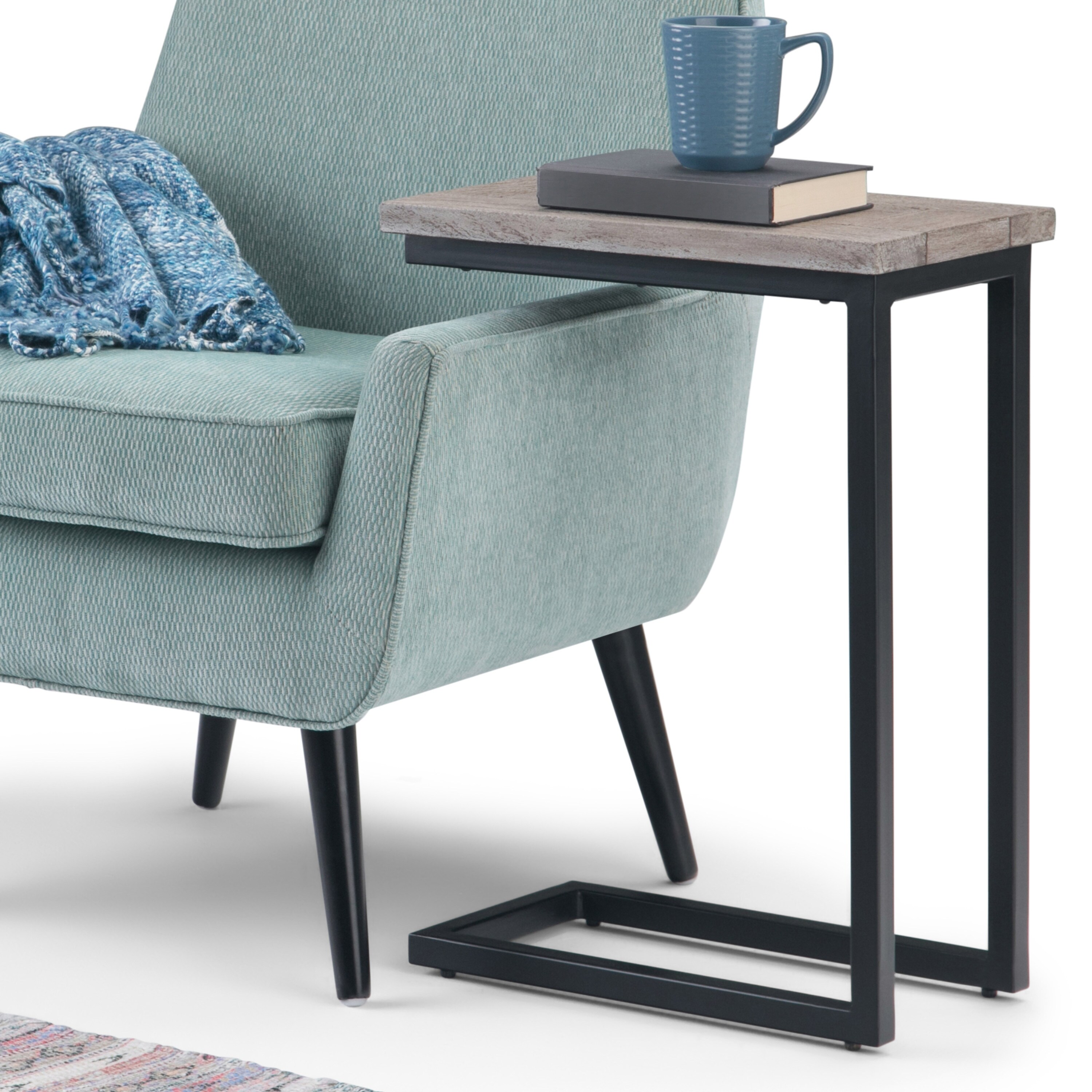 WyndenHall Rhonda Metal C Side Table - 18 W x 10 D x 24 H Birch Stained ...