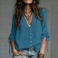 BODOAO Summer Tops for Women Casual Going out Button Down 3/4 Sleeve ...