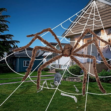 200" Giant Spider Web+80" Mega Spider Decorations, Large Scary Hairy ...