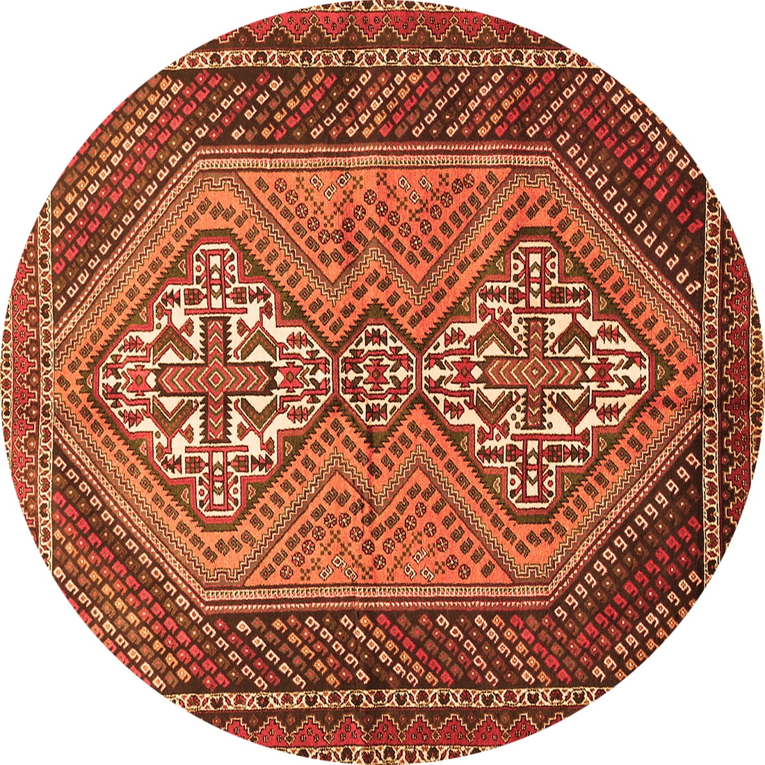 Ahgly Company Indoor Round Persian Orange Traditional Area Rugs, 8 ...