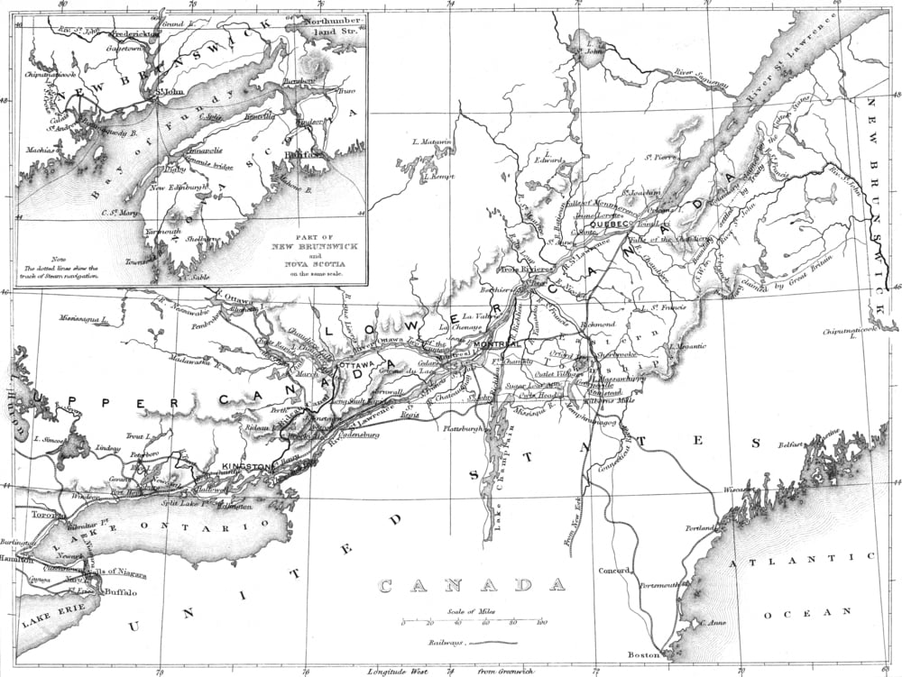 Canada, Detailed Map of Eastern Canada, New Brunswick, and Nova Scotia ...